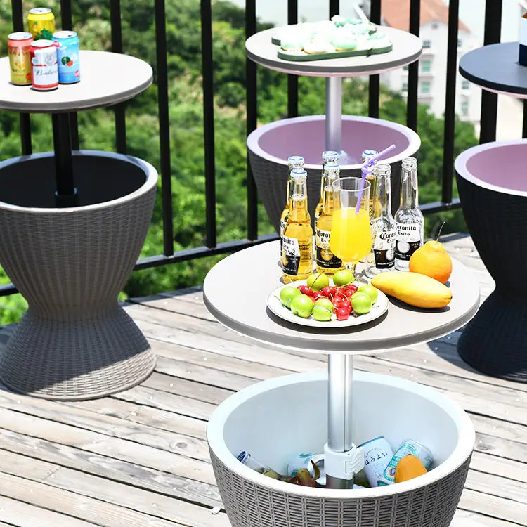 Outdoor Bar Cooler Table Hot Tub Side,Rattan Patio Built 7.5 Gallon ...