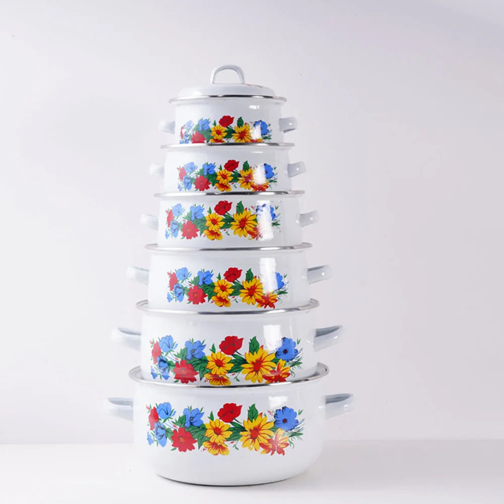 Factory Direct Flower Decal Custom Logo Steel Enamel Soup & Stock Pots ...