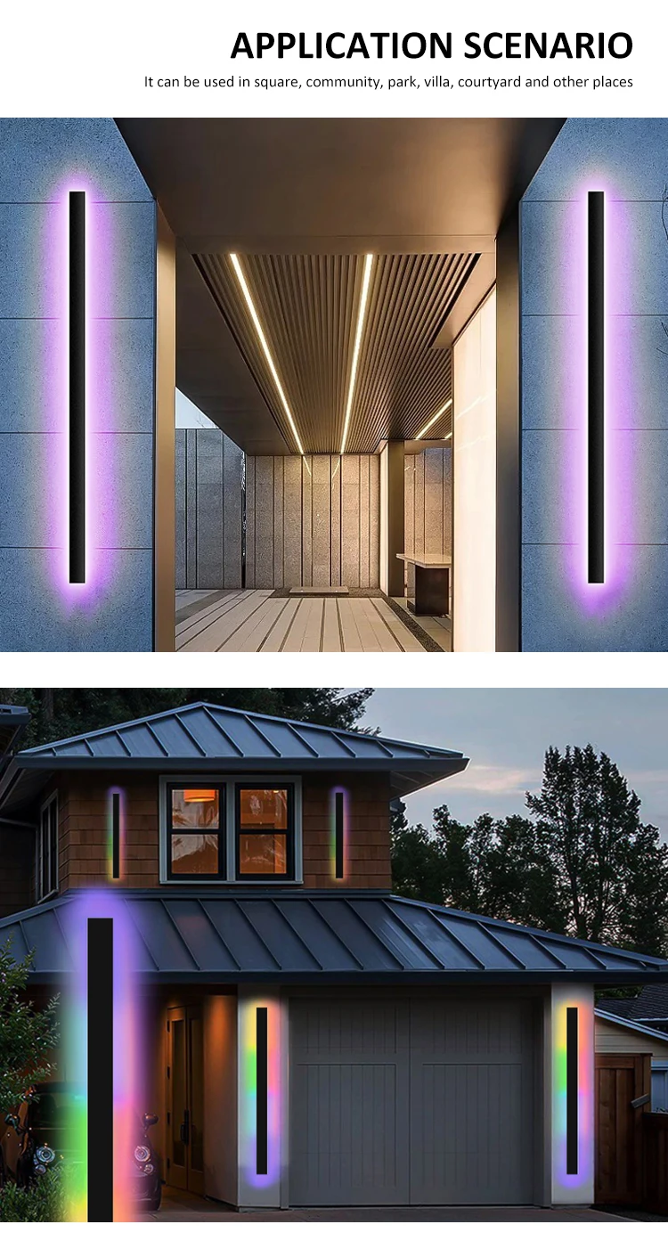 Exterior RGB IP65 Outdoor Waterproof Long Linear LED Wall Light
