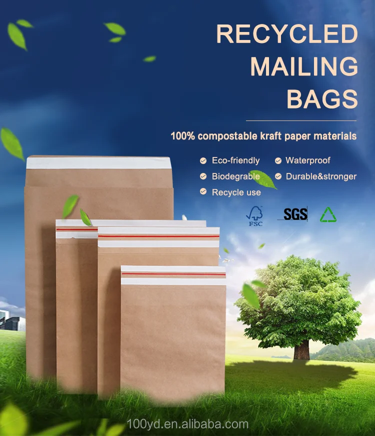 Custom Recycled Brown Kraft Paper Mailing Bags for Shoes & Clothing