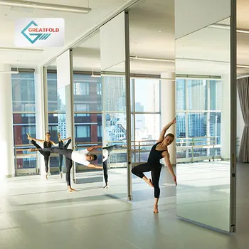 School Mirrored Gym Room Operable Partition Wall Sliding Dance Studio ...