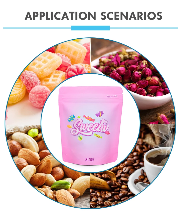 Custom 3.5g Mylar Bag For Packing Food Edibles Smell Proof Ziplock ...