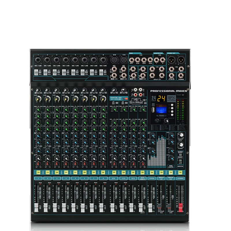 Mx16 Professional Dj 16-channel Audio Mixer With Usb Dj Sound Mixing ...