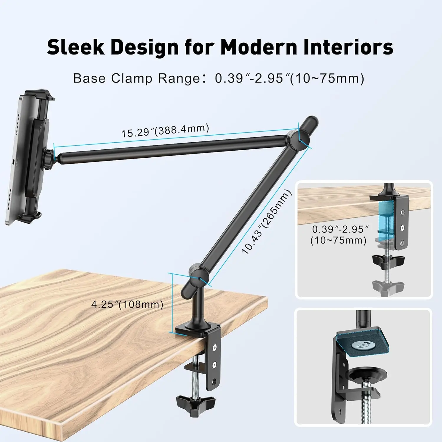 Universal Bed Desk 360 Rotation Long Arm Desktop Mount Clamp Phone ...