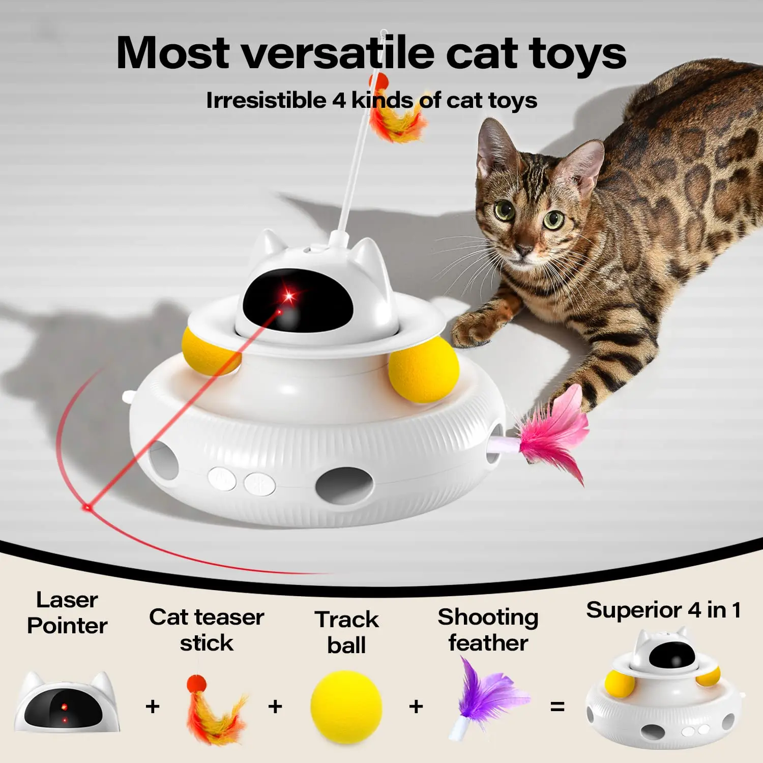 Smart Interactive Electronic Kitten Toy For Indoor Cats Cat Toys 4-in-1 ...