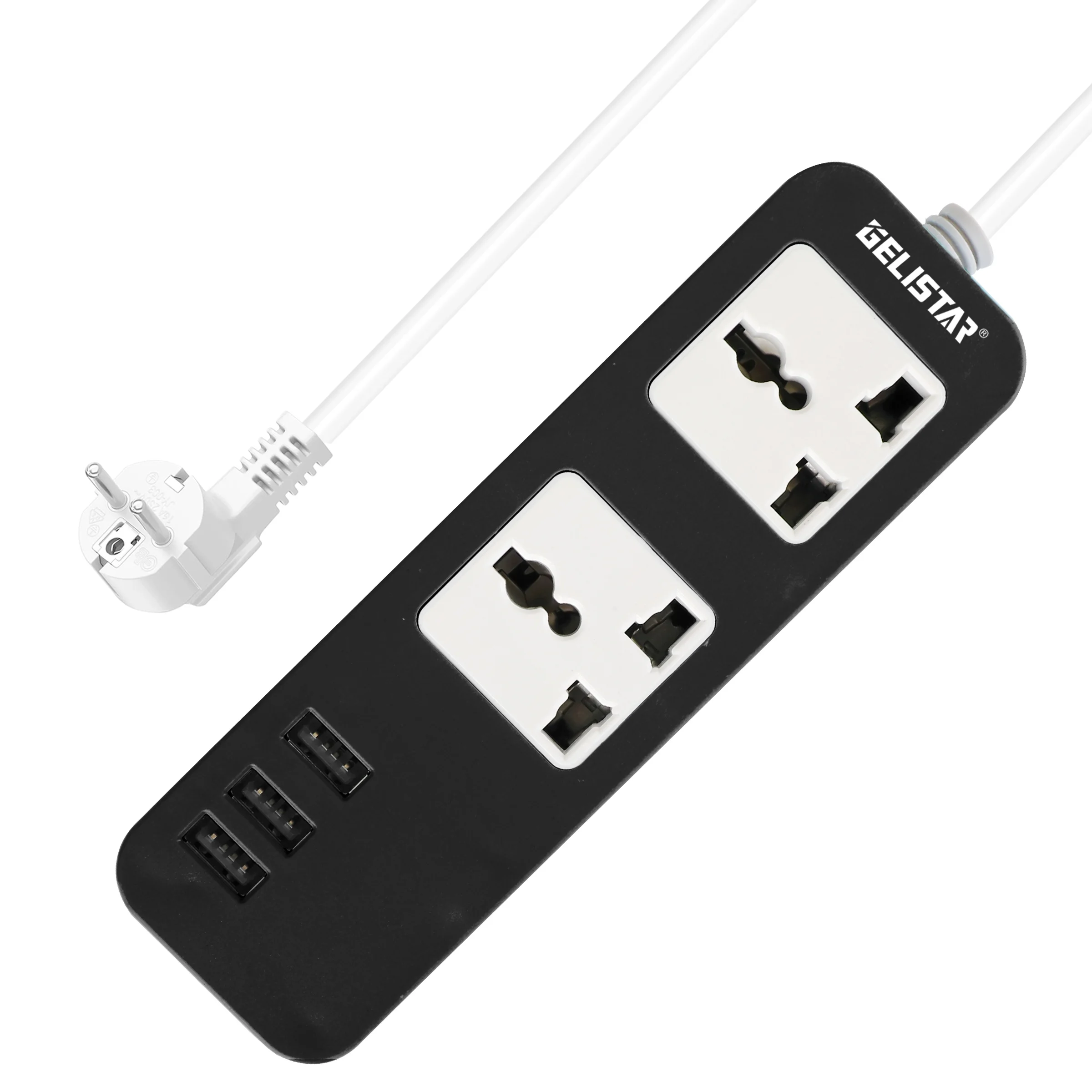 Multi Plug Power Socket With 2 Ways Universal Extension Cable And 3 Usb ...