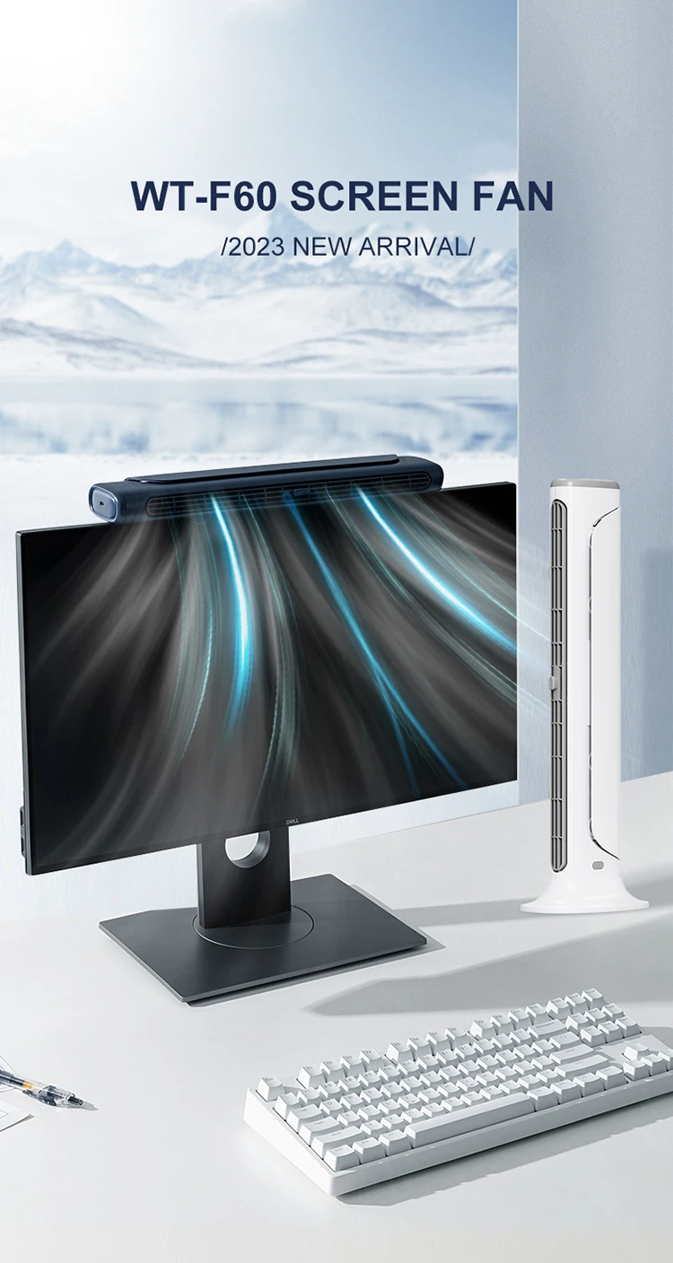 IMYCOO 4000mah Bladeless Desk Hanging Monitor Fan - Rechargeable for Office