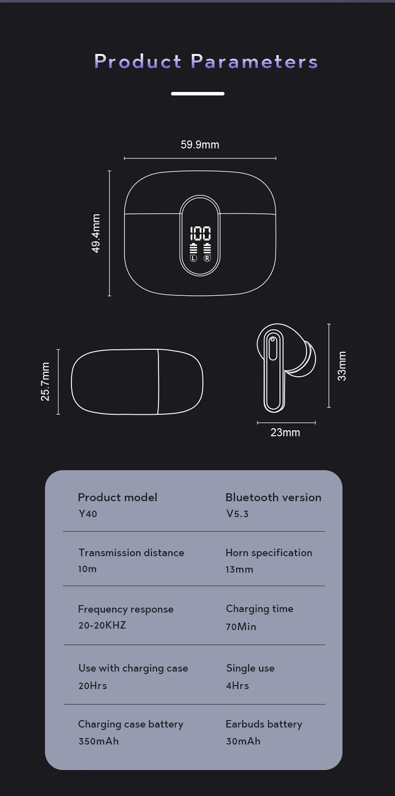 Y40 Wireless BT Headphones - Hifi Sound & Noise Cancellation