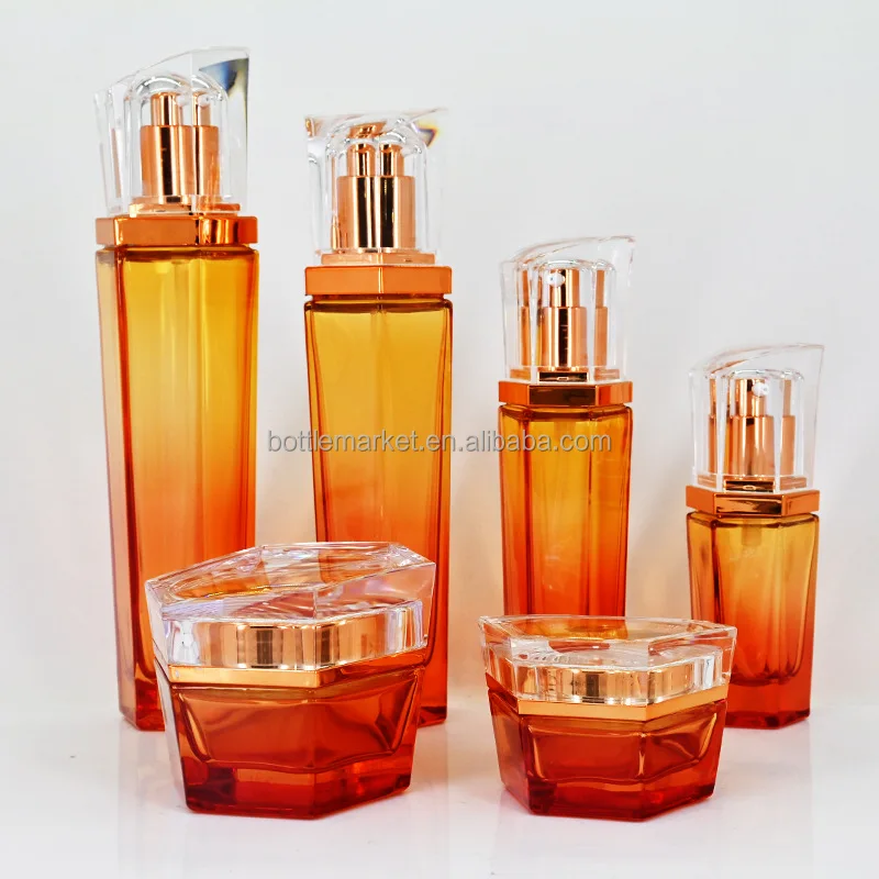 Wholesale Skin Care Packaging Colour 30g 50g Face Cream Jar Liquid Foundation Bottle Empty Glass ...