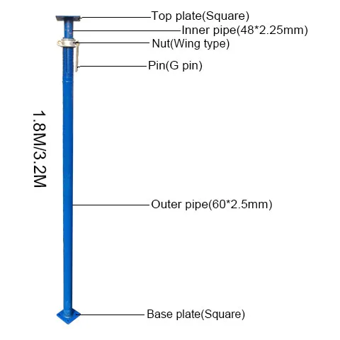 Adjustable Scaffolding Steel Prop Metal Acro Jacks Shoring Acrow Metal ...