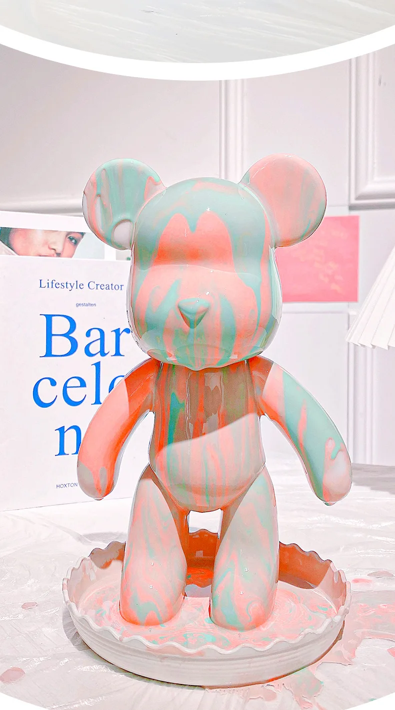 Acrylic Pouring Liquid Painting Bear Sculpture Creative Gift Diy Fluid ...