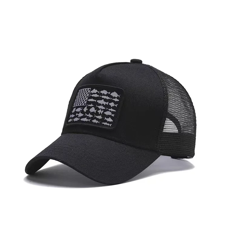 FF960 Unisex Adjustable USA Flag Sports Cap Embroidered Mesh Trucker ...