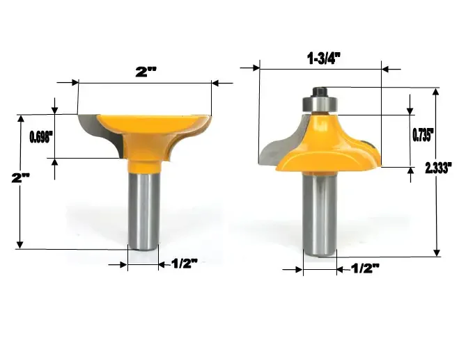 2 PC 1/2" Shank Entry Door for Long Tenons Router Bit Woodworking ...