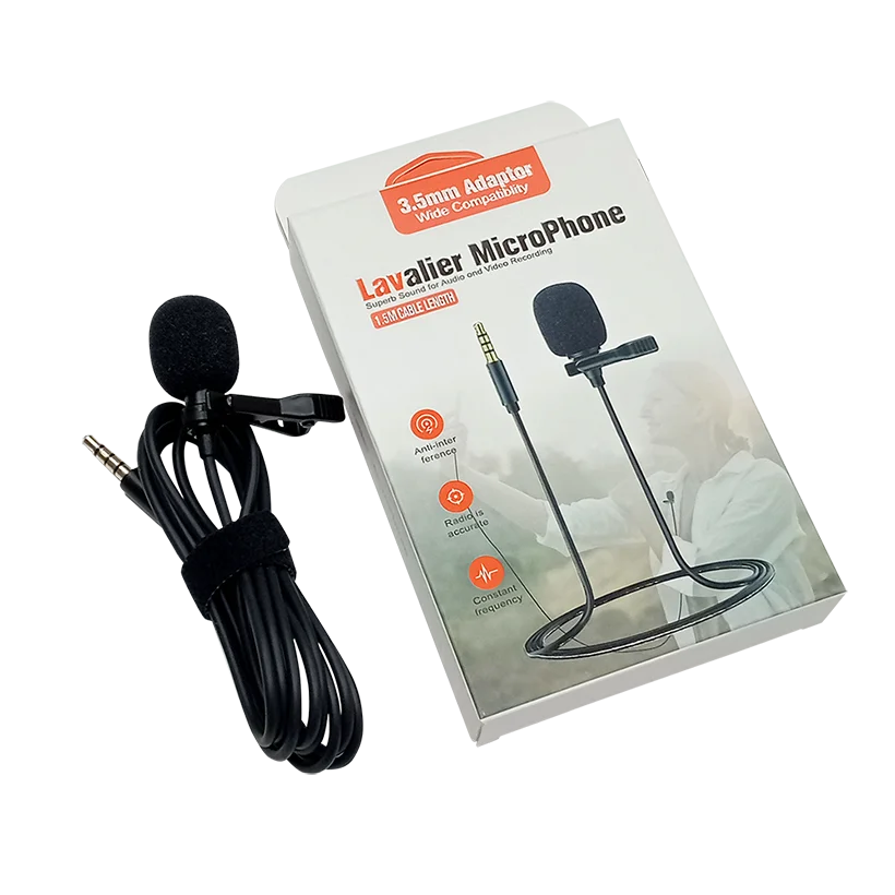 Professional Interview Portable Microphone Clip On Wired Lavalier Mini ...