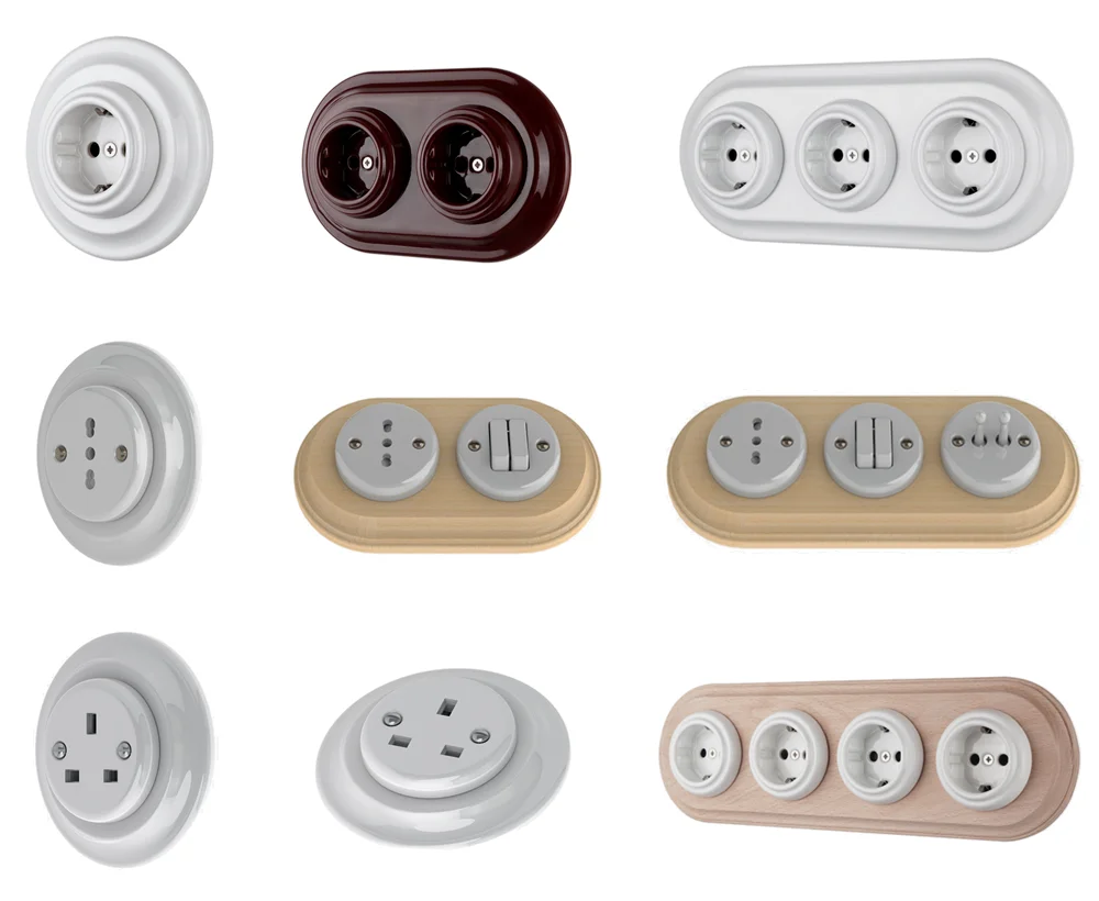 Vintage Ceramic Wall Switch Socket - Flush Mounted Porcelain French Socket