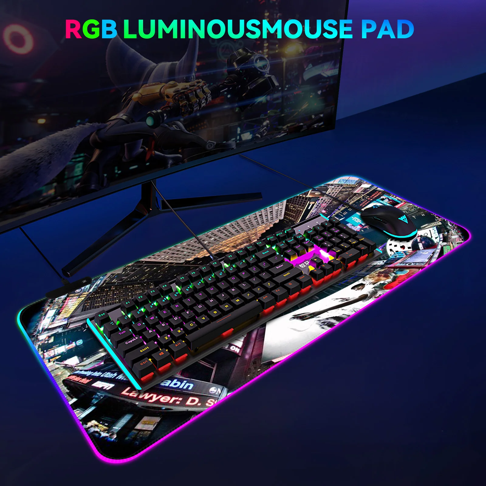 FLAME SNAKE RGB Gaming Mouse Pad Street Space Style Large 400x900mm XXL ...