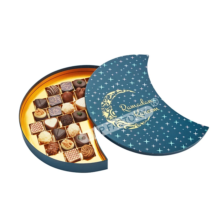 Custom Luxurious Empty Moon Shaped Bonbon Dates Nuts Sweet Candy ...