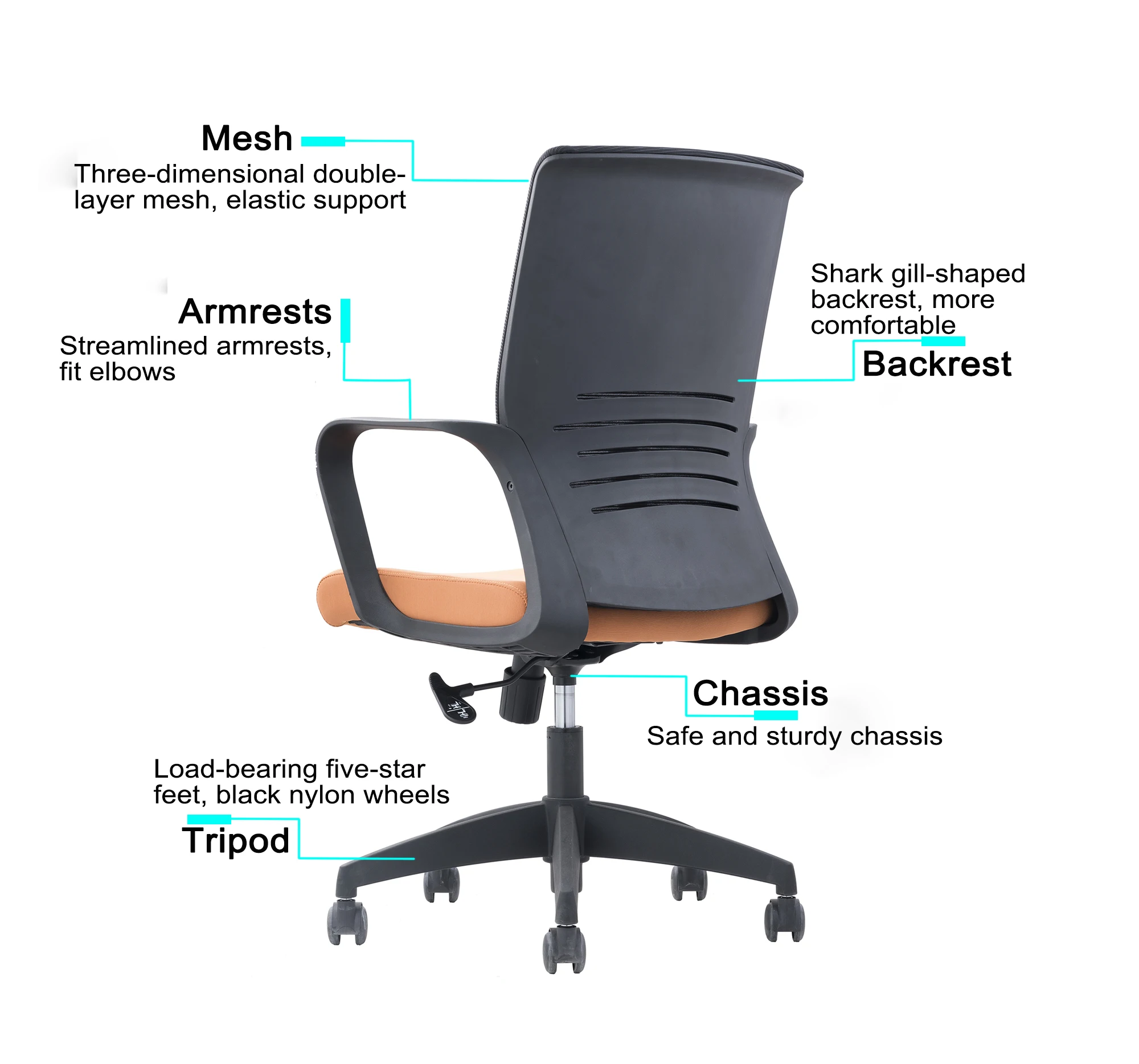 Leer Modern Design Office Chair with Full Mesh Fabric Ergonomic Staff ...