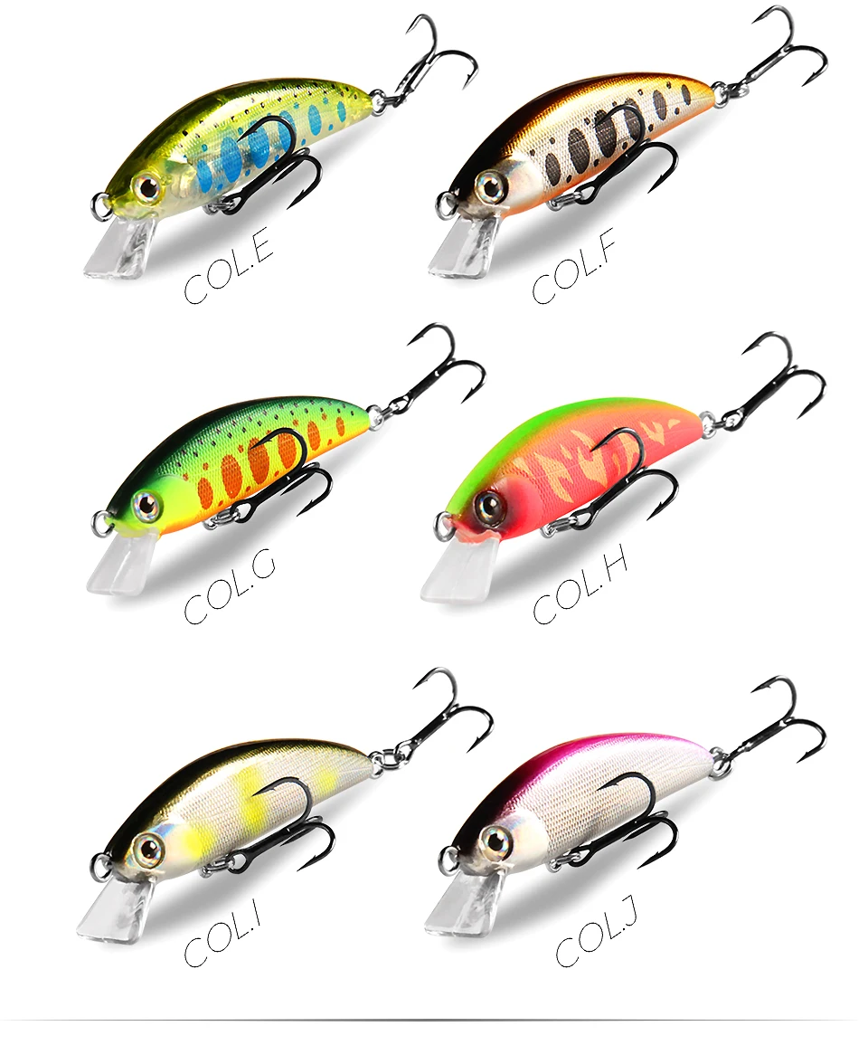 50mm 5g Sinking Hot Fishing Lure Trout Mini Minnow Wobbler Fishing Tackle Freshwater Crank ...