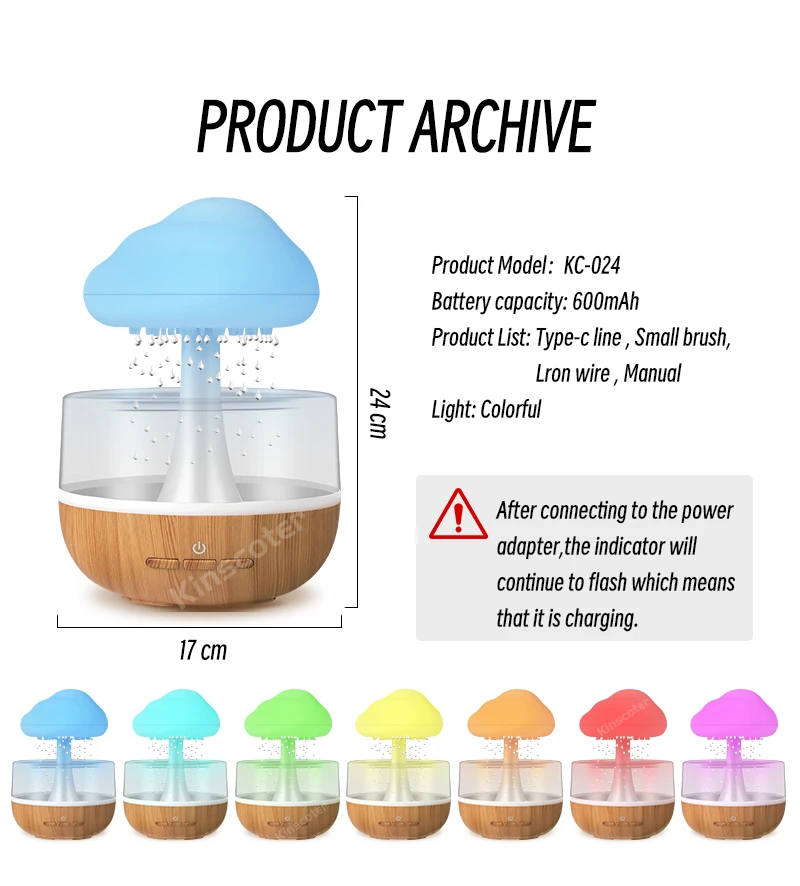 Water Drop Humidifier Room Raining Drop Humidifier Colorful Led Night Light Rain Cloud ...
