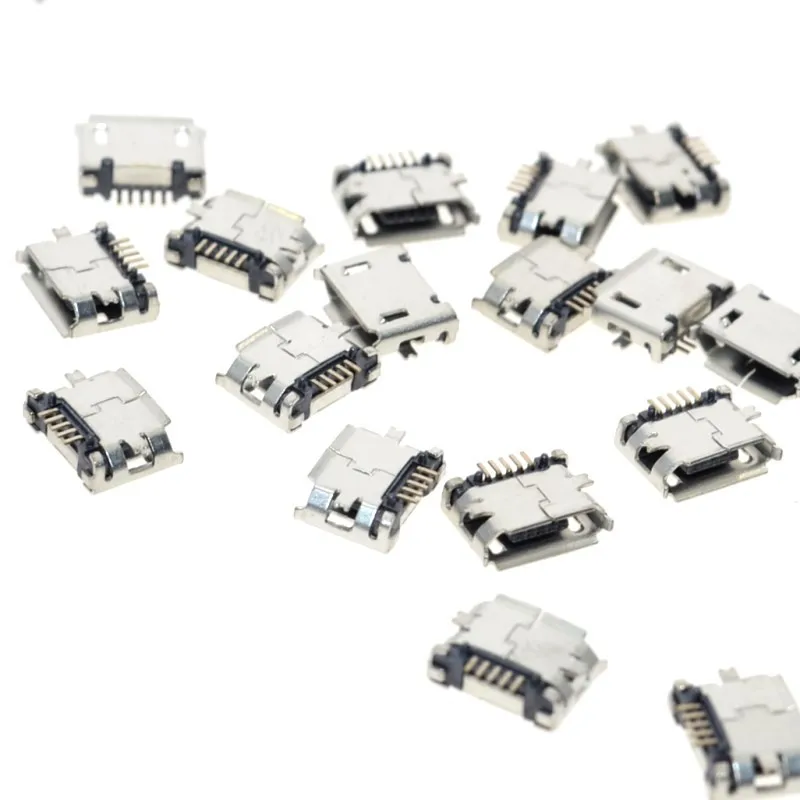 Micro USB Type B Female Port, 5 Pins 180 Degree, SMD SMT Soldering ...
