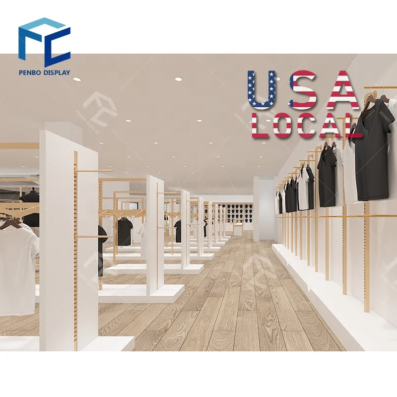 Simple Garment Shop Interior Design Custom Cloth Shop Fittings T-Shirt ...