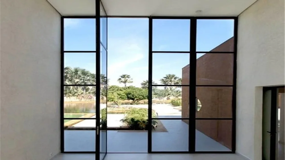 Exterior Metal Frame Partition Door Double Swing Door With Side Light ...