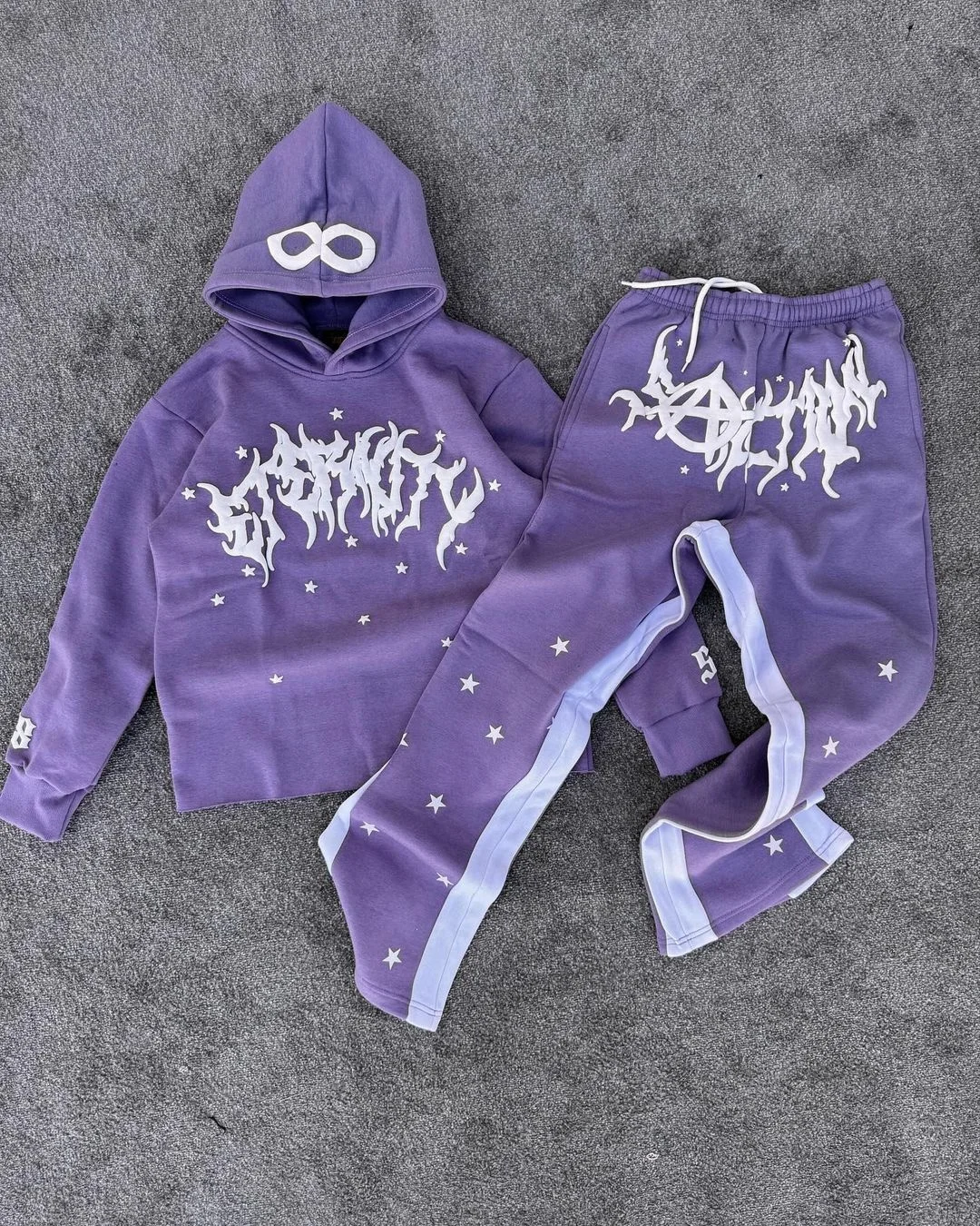 Custom Y2k Puff Printing Tracksuit Street Wear Cropped Hem Men Hoodie ...