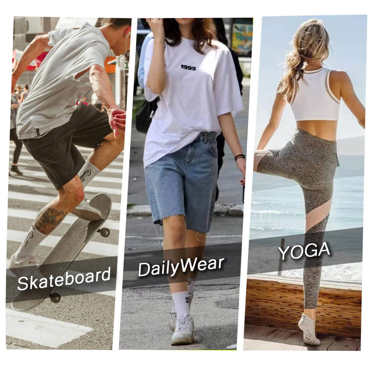 Designer Casual Jacquard Knitted Letter Custom Sports Socks 100% Cotton ...