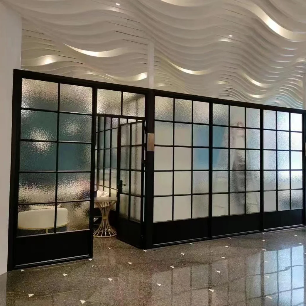 Minimalism Interior Black Aluminum Alloy Frame Partition Glass Doors ...