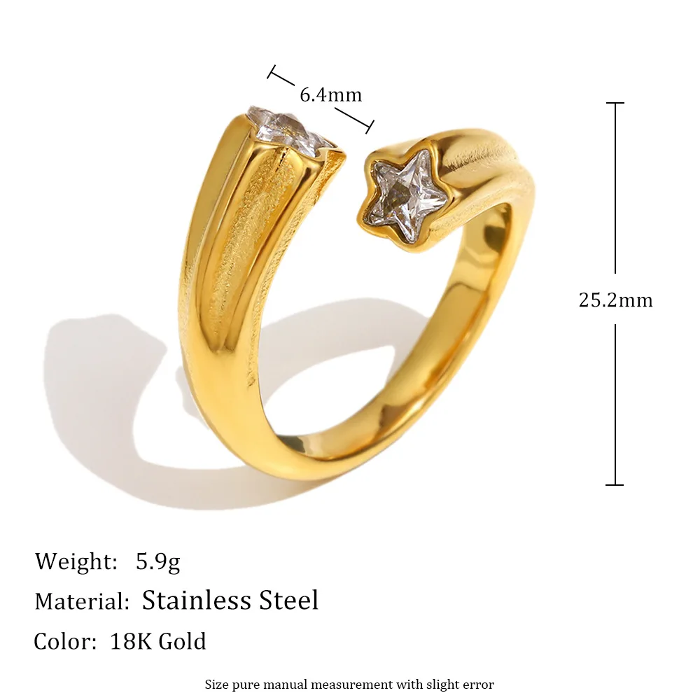 ERESI Vintage Stainless Steel 18K PVD Gold Plated Open Asymmetrical ...
