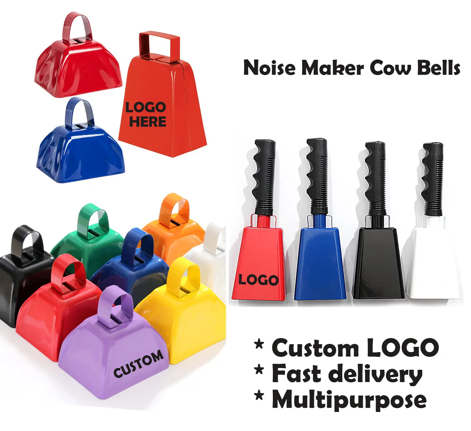3 Inch Metal Cow Bell Custom Logo Printeded Cow Bell Custom Rubber ...