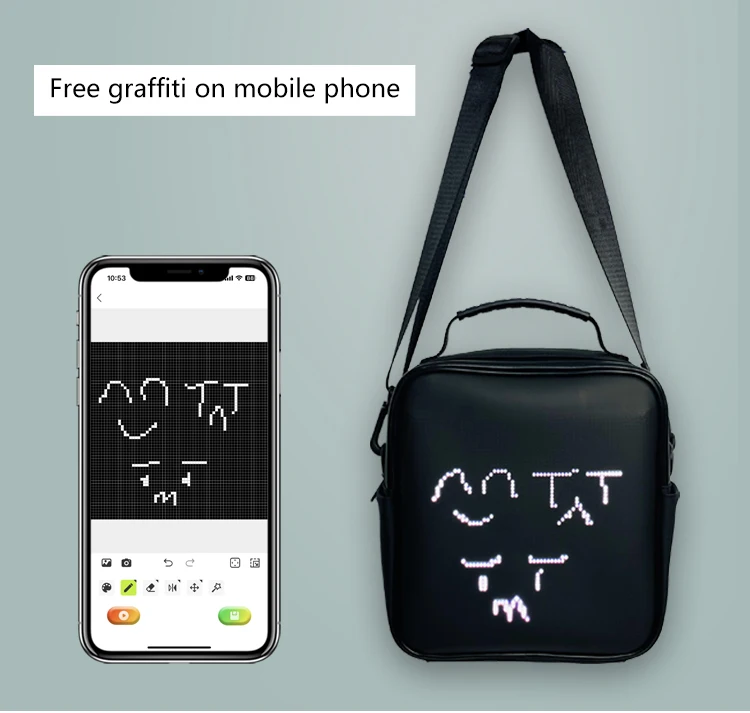 Waterproof Crossbody LED Sling Bag with Animation & Customizable ODM