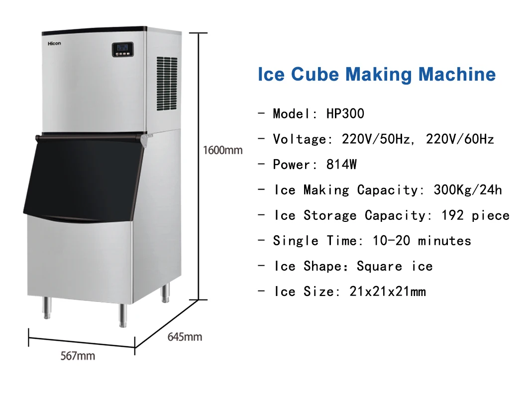 Ice Maker Machine 300kg Stainless Steel Industrial Commercial Ice Cube ...
