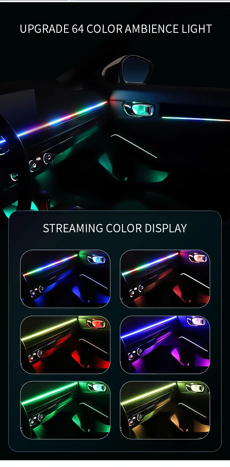 Universal 18 in 1 Symphony Led Atmosphere Lights Car Rgb Acrylic Strips ...