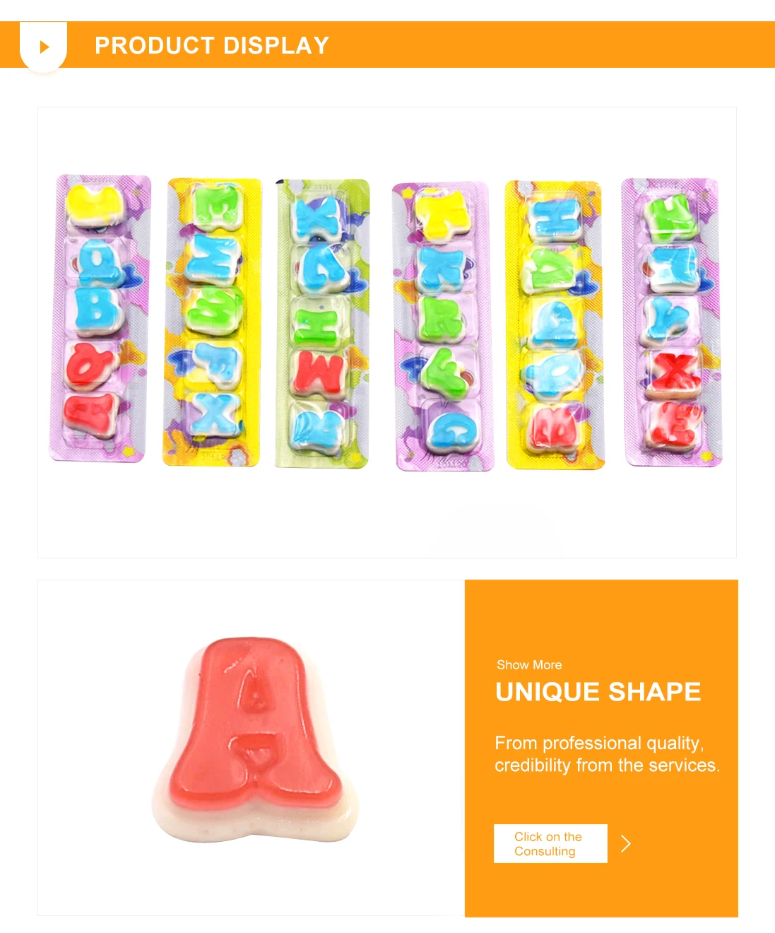 Wholesale Multi Colored Alphabet Shape Soft Gummy Candy Fruit Jelly ...