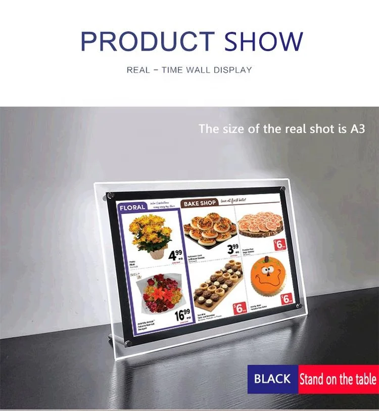 New Design Table Stand Led Acrylic Light Box Menu Board Food Display ...