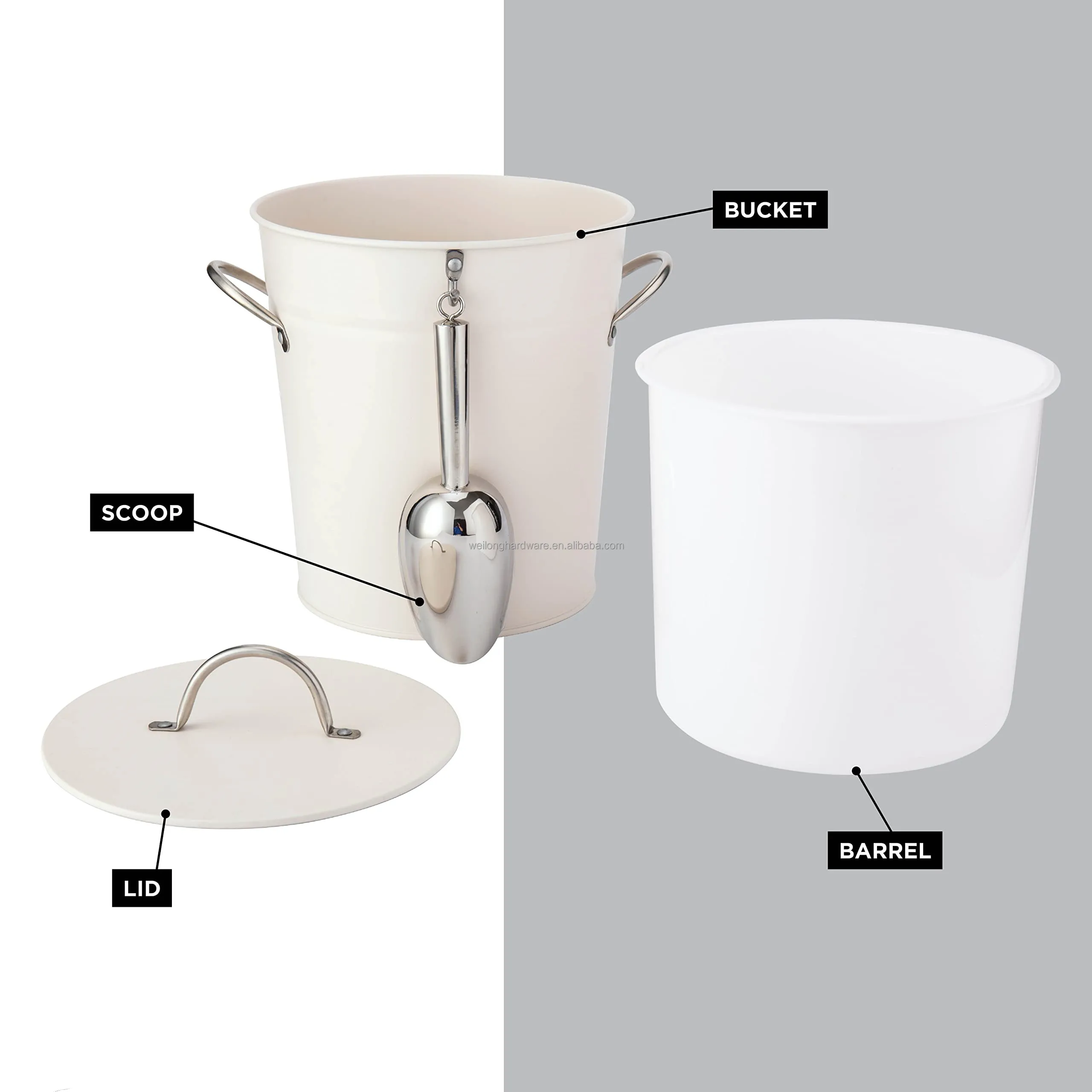 Metal Ice Bucket Home Ice Tub Ice Holder With Lid Inner Bucket And ...