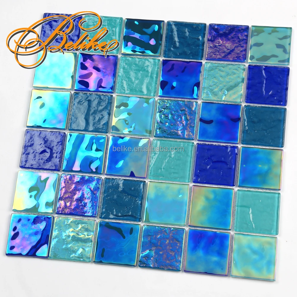 Mesmerizing Iridescent Peacock Reflection Glass Mosaic Tile for ...