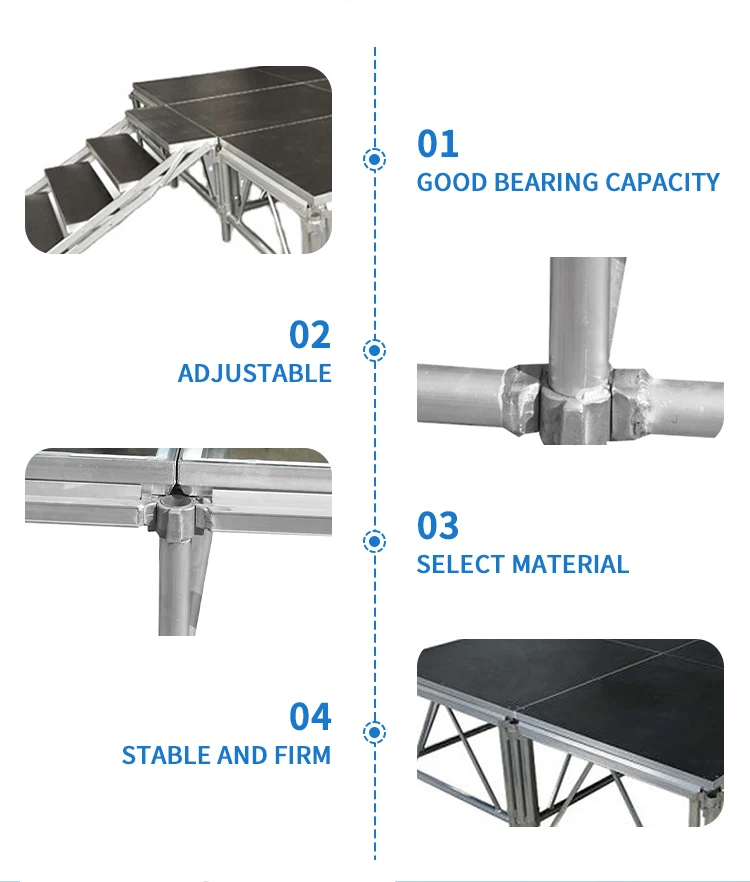 Portable Stage System - Durable Aluminum Alloy Glass Stage