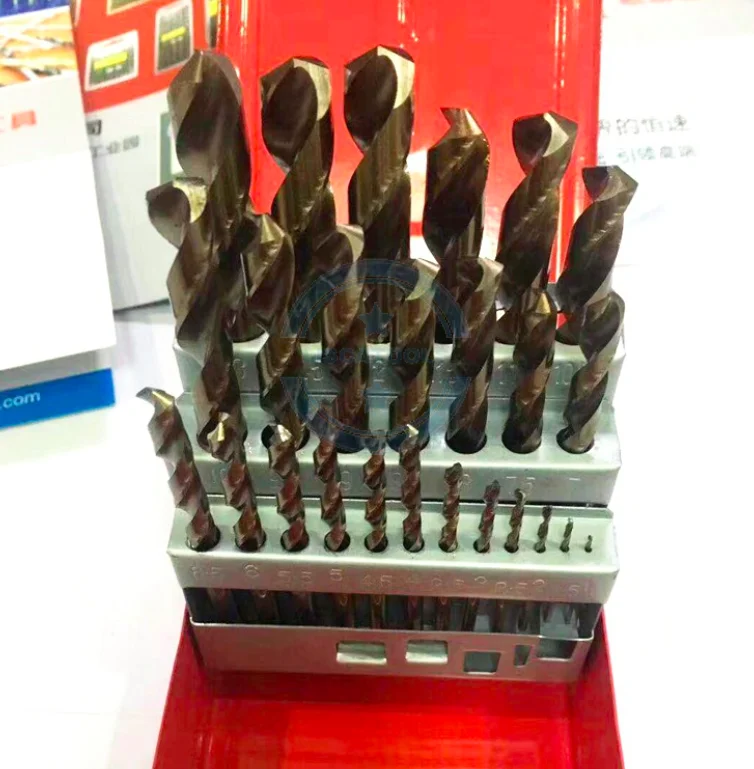 Iron Box 25pcs Din338 1.0-13mm M35 Hss Roast Yellow Cobalt Twist Drill Bit For Stainless Steel ...