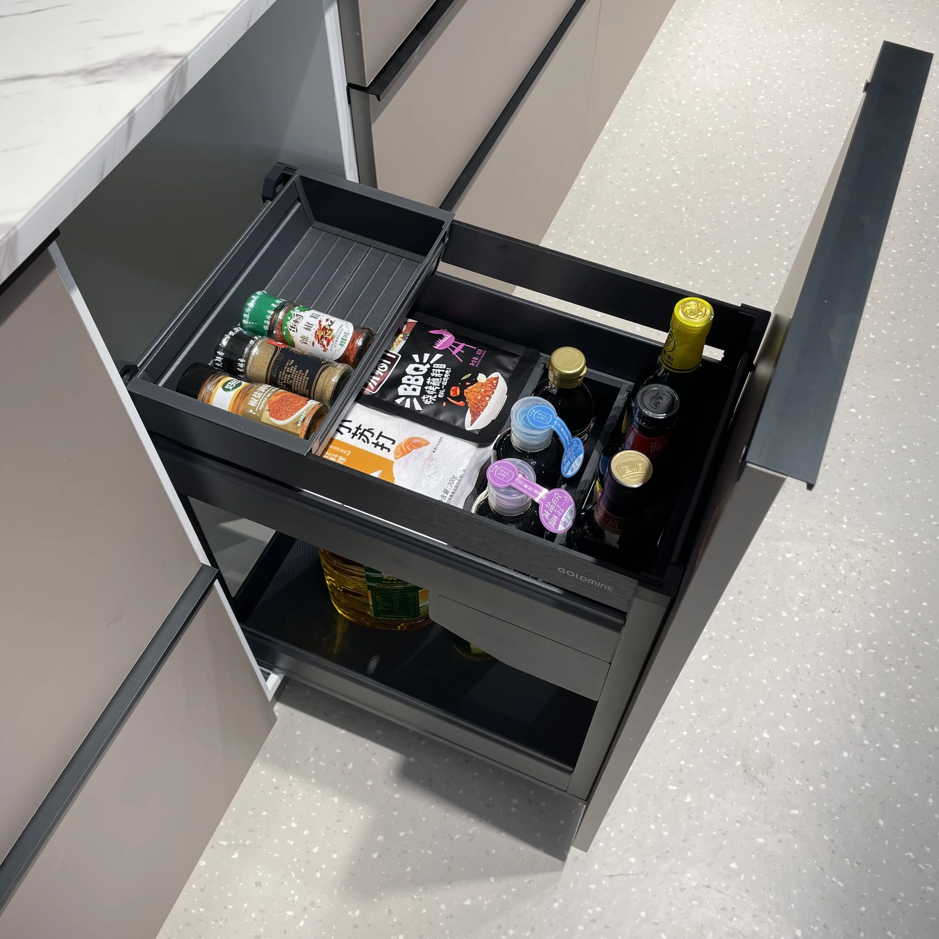 Goldmine magic spice storage slide out baskets 2 tiers pullout cabinet ...