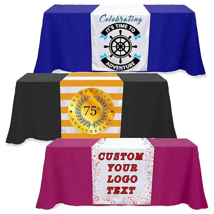 Custom Table Cloth Cover with Business Logo or Text Stretch ...