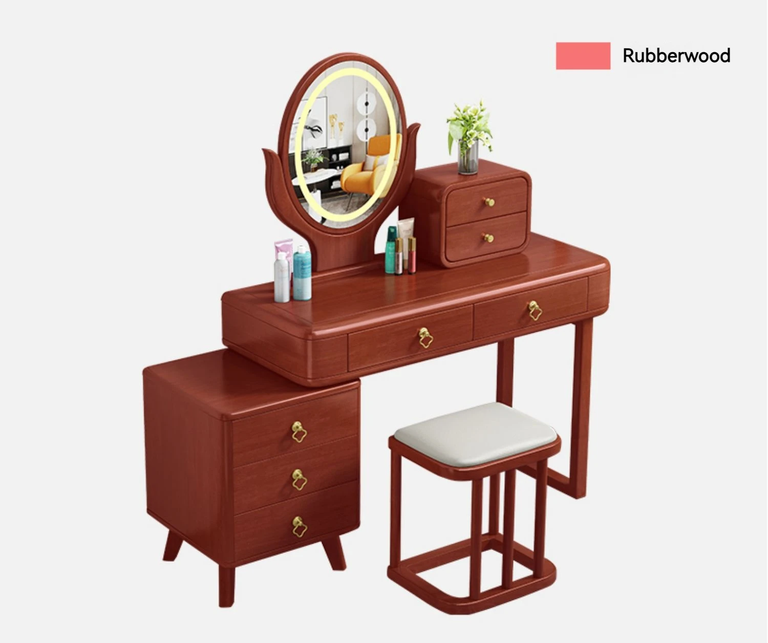 New Chinese Style Solid Wood Dressing Table Bedroom Modern Simple Light ...