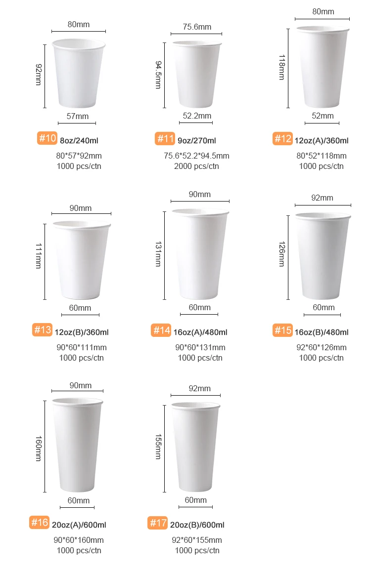 Custom 4oz 8oz Disposable Paper Coffee Cups, Single Wall Pe Coated ...