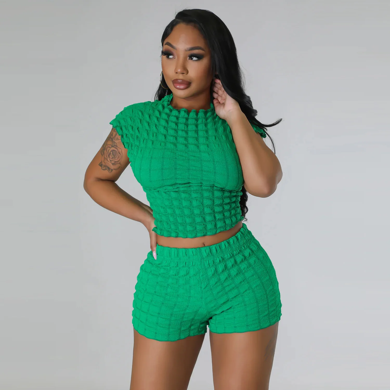 Fashion Ladies Street Wear Sexy Tracksuit Sleeveless O Neck Crop Top