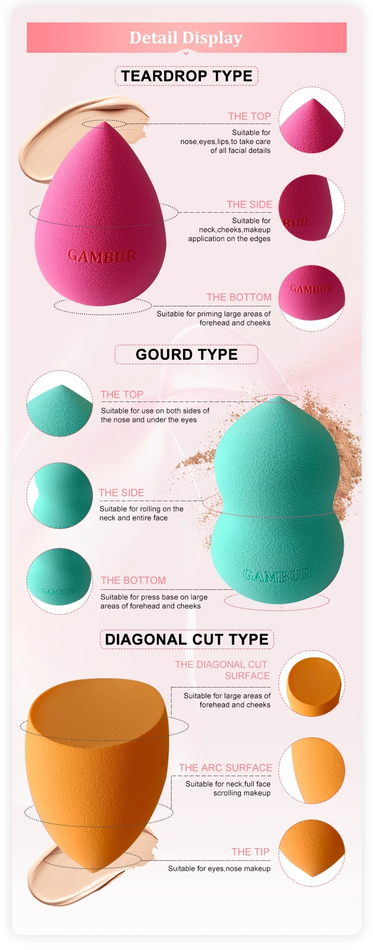 14-Piece Same Color Finger Makeup Sponge Puff Flocking Air Cushion ...