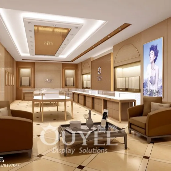 Gold Shop Interior Furniture Watch Display Cabinet Jewellery Showroom ...