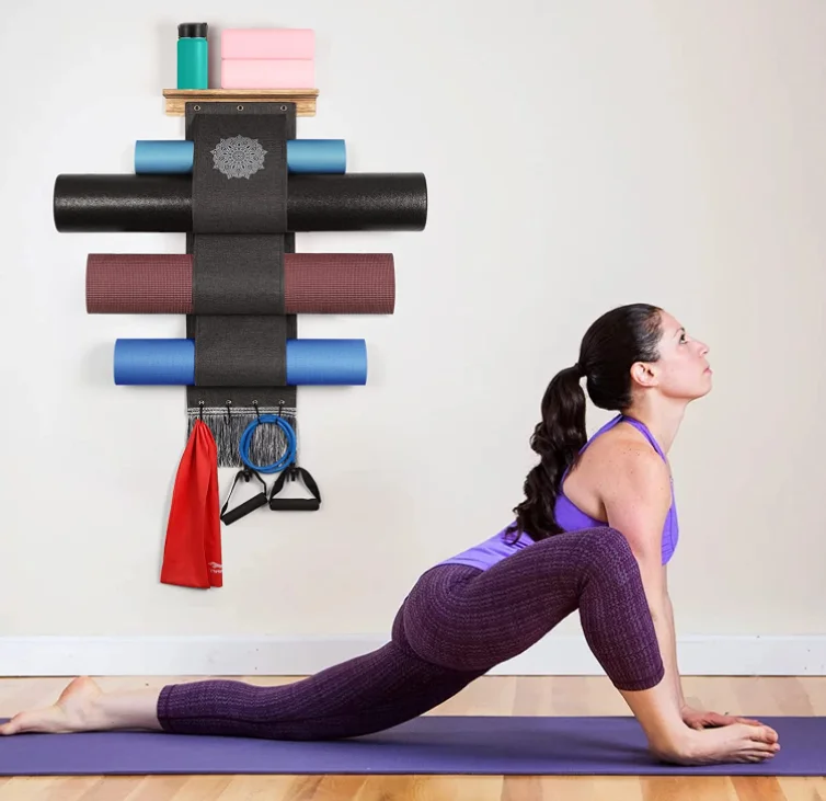 Creative Wooden Yoga Mat Support Wall Mounted Yoga Mat Storage Rack ...