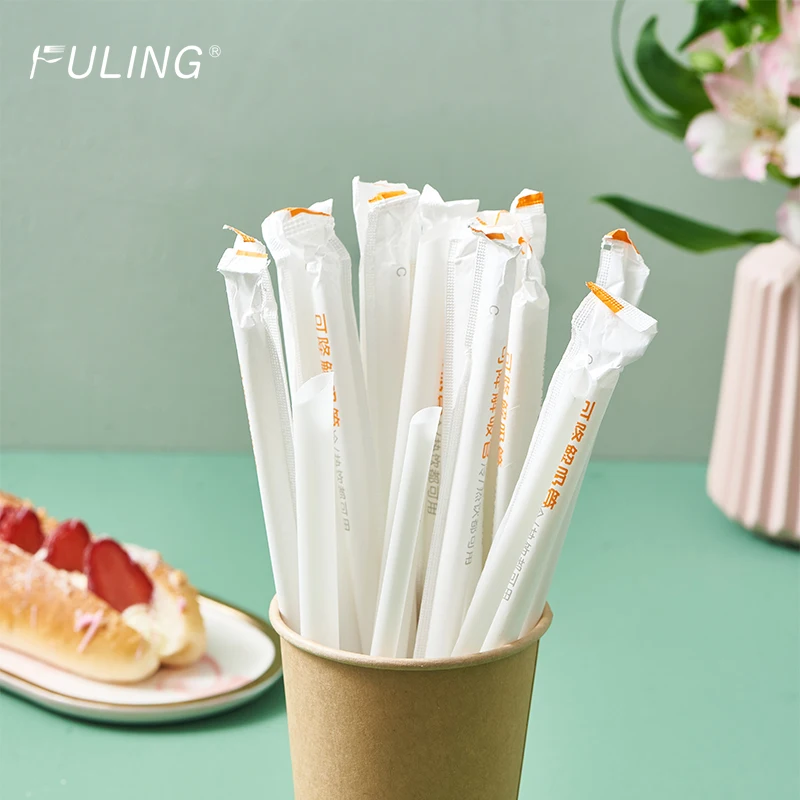 Polylactic Acid Material Colorful Bubble Tea Straight Straw Degradable ...